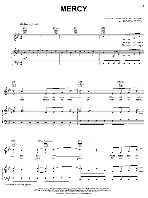 Mercy - sheet music by OneRepublic - smd-64982 | notendownload