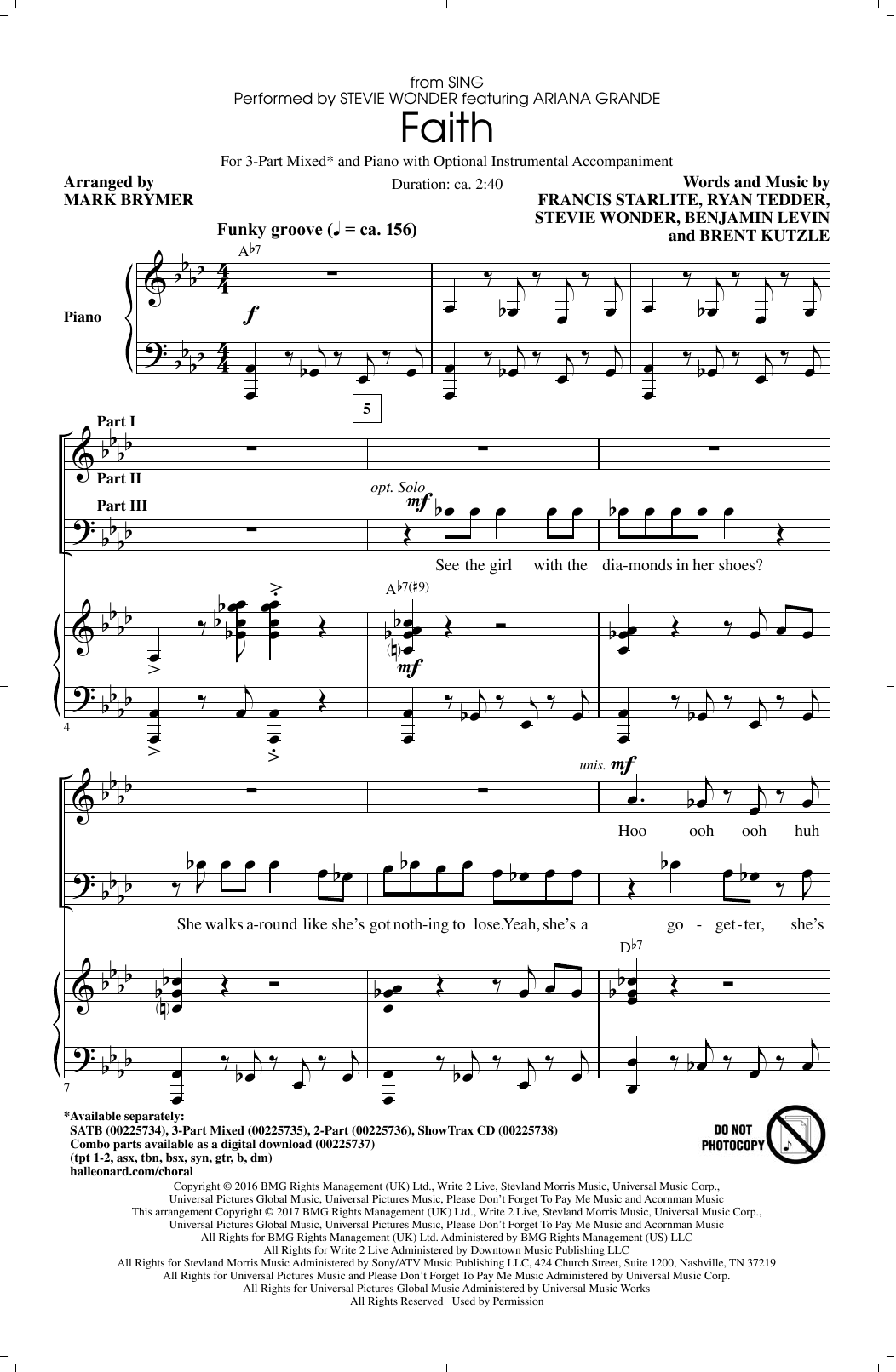 Faith (Mark Brymer) | Sheet Music: 3-Part Mixed Choir | PDF Download