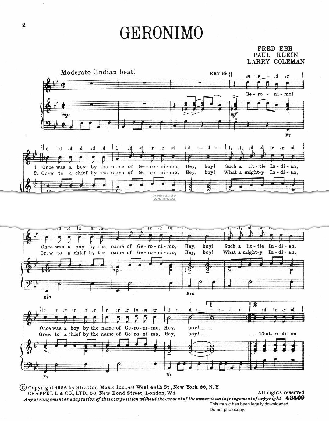 Geronimo (The Four Voices) | Sheet Music: Guitar, Piano, Voice | PDF ...