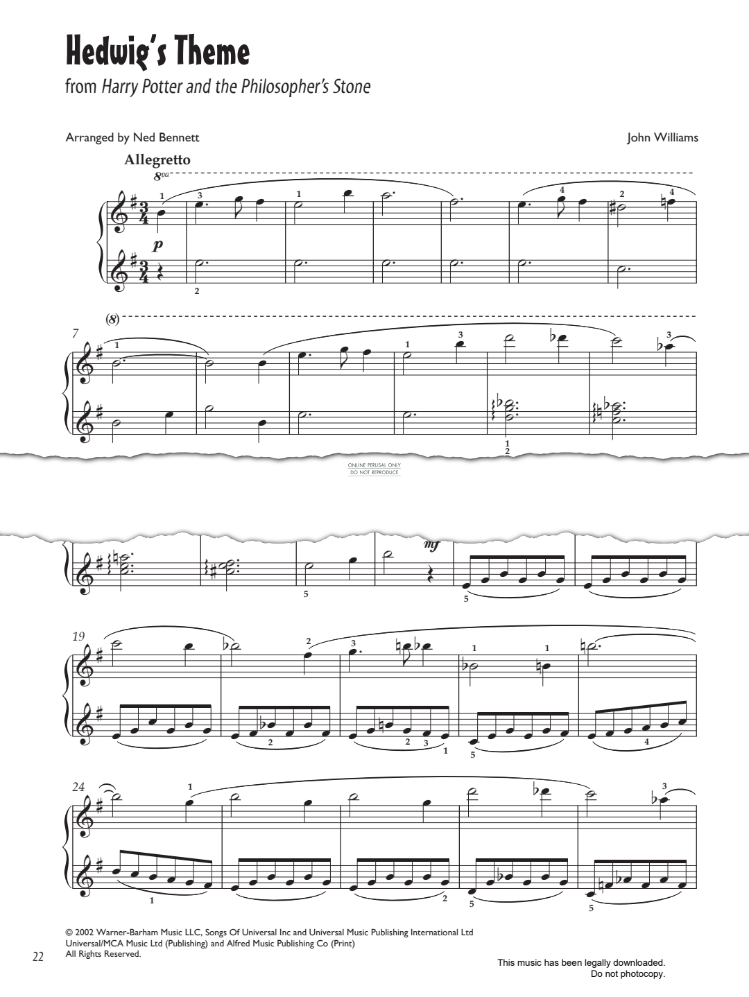 Hedwig's Theme (From 'Harry Potter And The Philosopher's Stone') (John Williams) | Noten ...