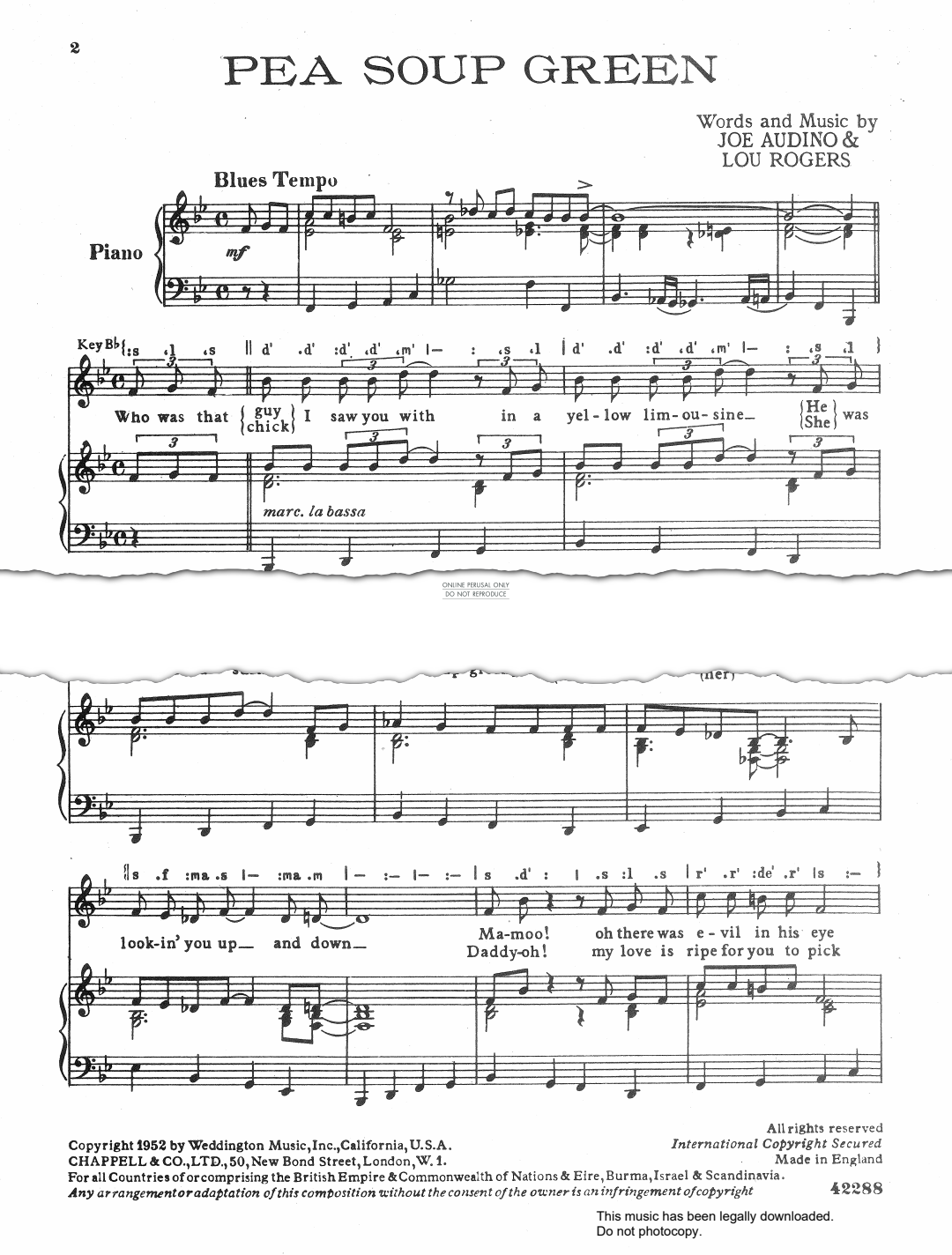 Pea Soup Green - sheet music by Lou Rogers - fbd-44623 | notendownload