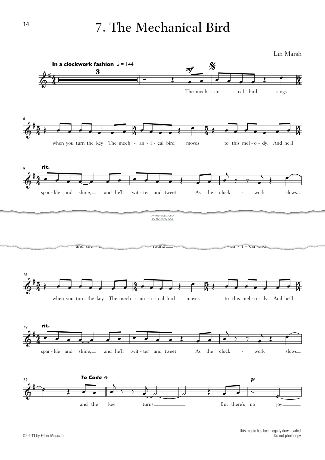 The Mechanical Bird (from 'Song Of The Earth') - sheet music by Lin ...