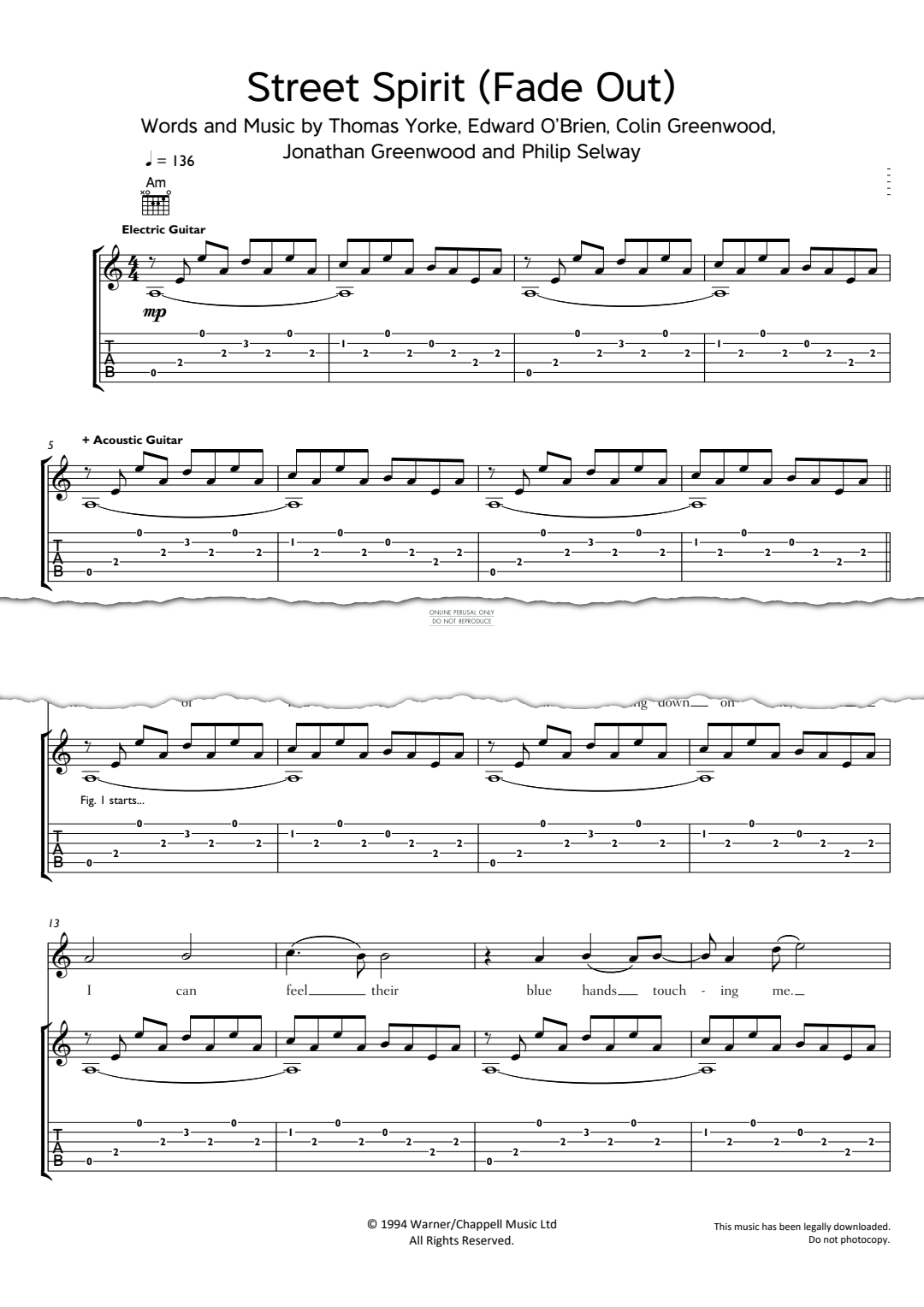 Street Spirit (Fade Out) - sheet music by Radiohead - fbd-32544 ...