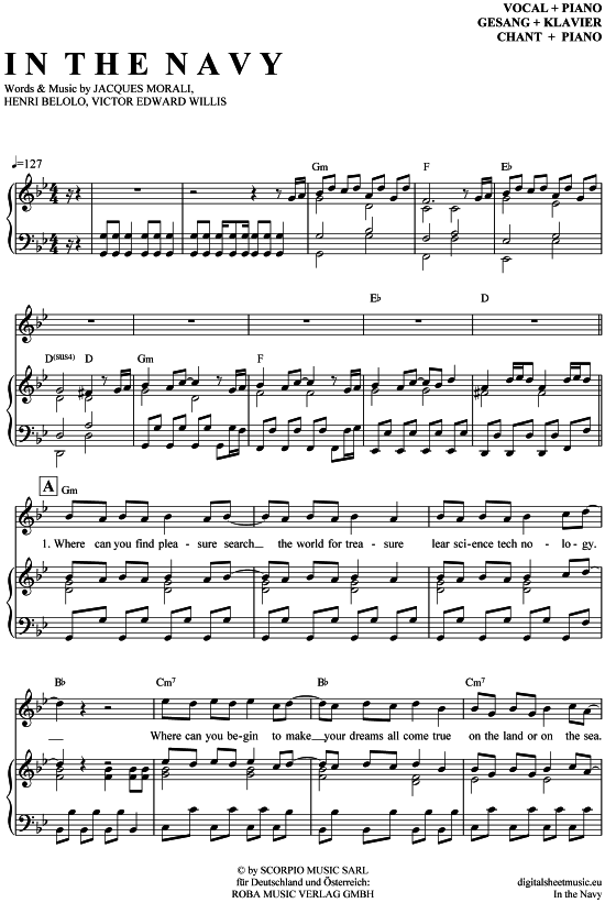 In the navy - sheet music by Village People - 7070091 | notendownload