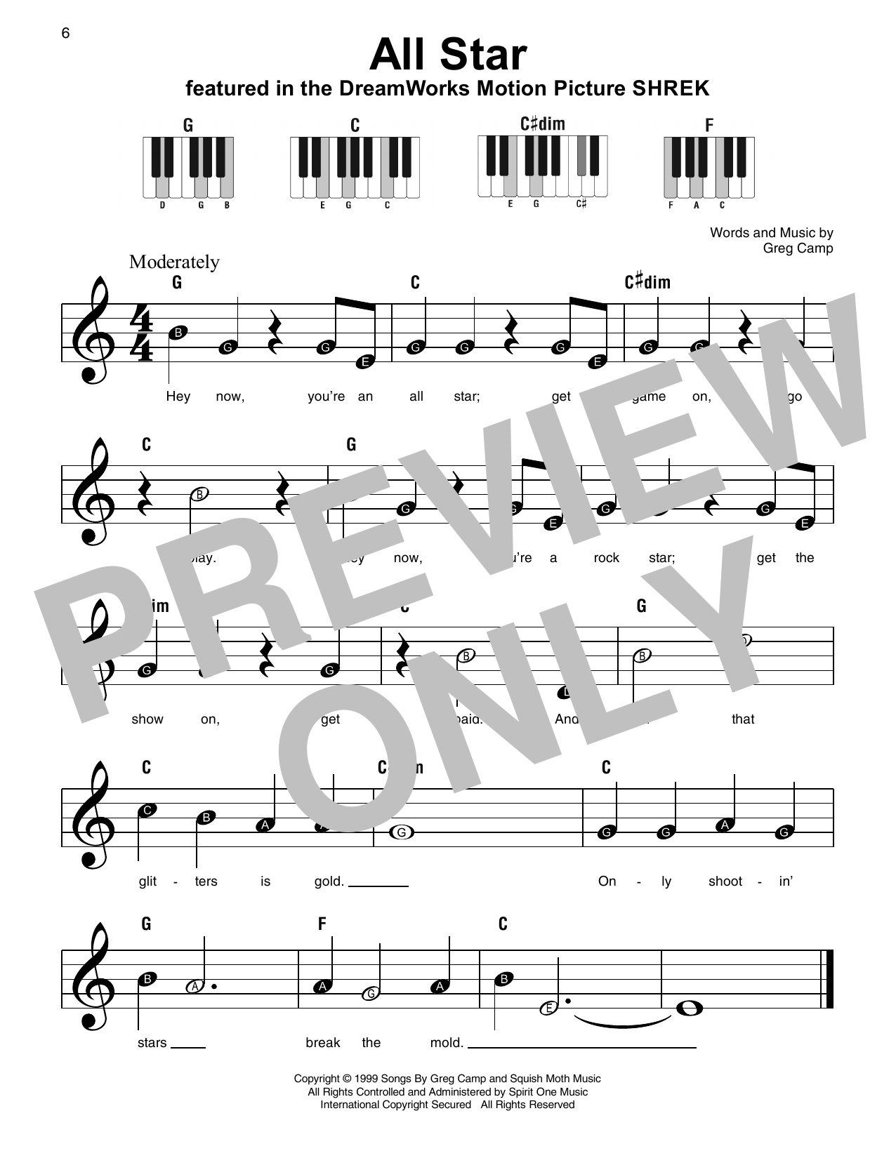 All Star (Smash Mouth) | Sheet Music: Super Easy Piano | PDF Download