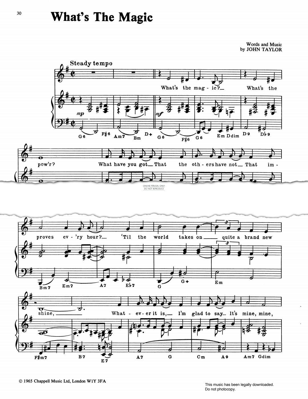 What's The Magic (from 'Charlie Girl') - sheet music by John Taylor ...