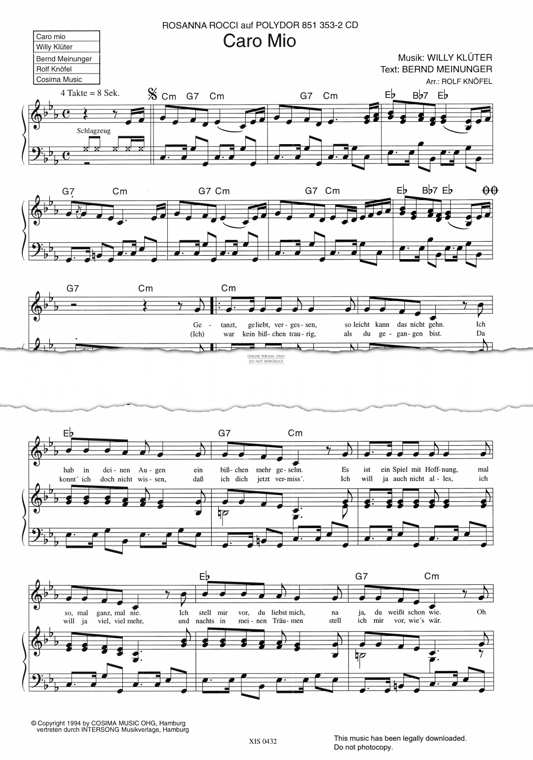 Caro Mio - sheet music by Rosanna Rocci - fbd-43925 | notendownload