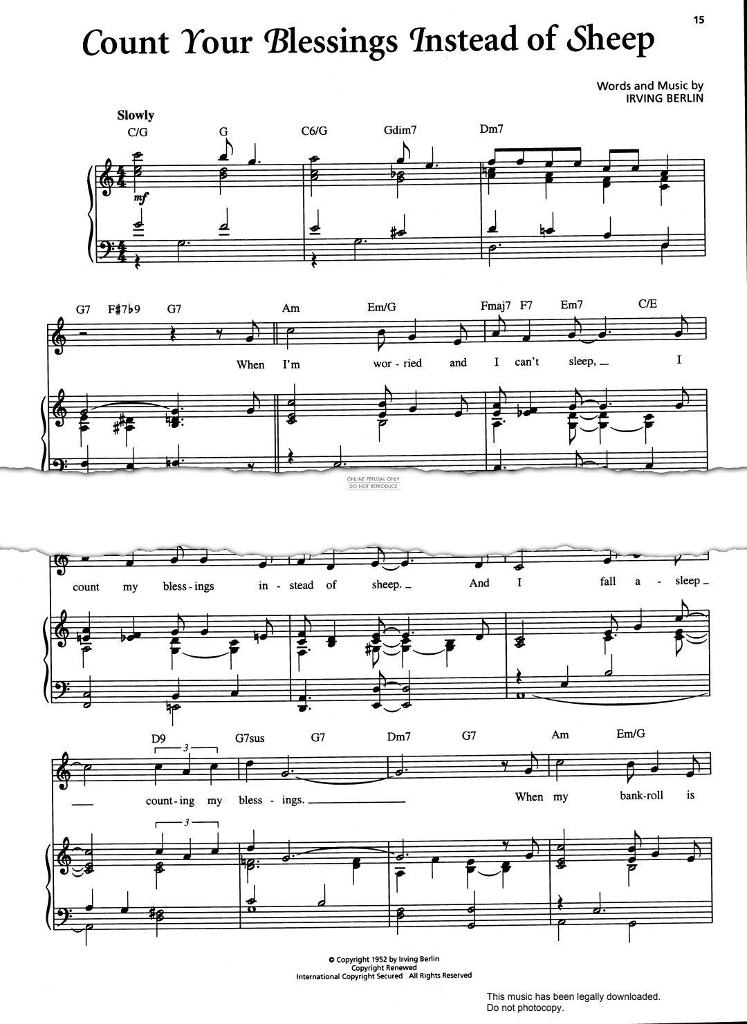 Count Your Blessings Instead Of Sheep (Irving Berlin) | Sheet Music ...
