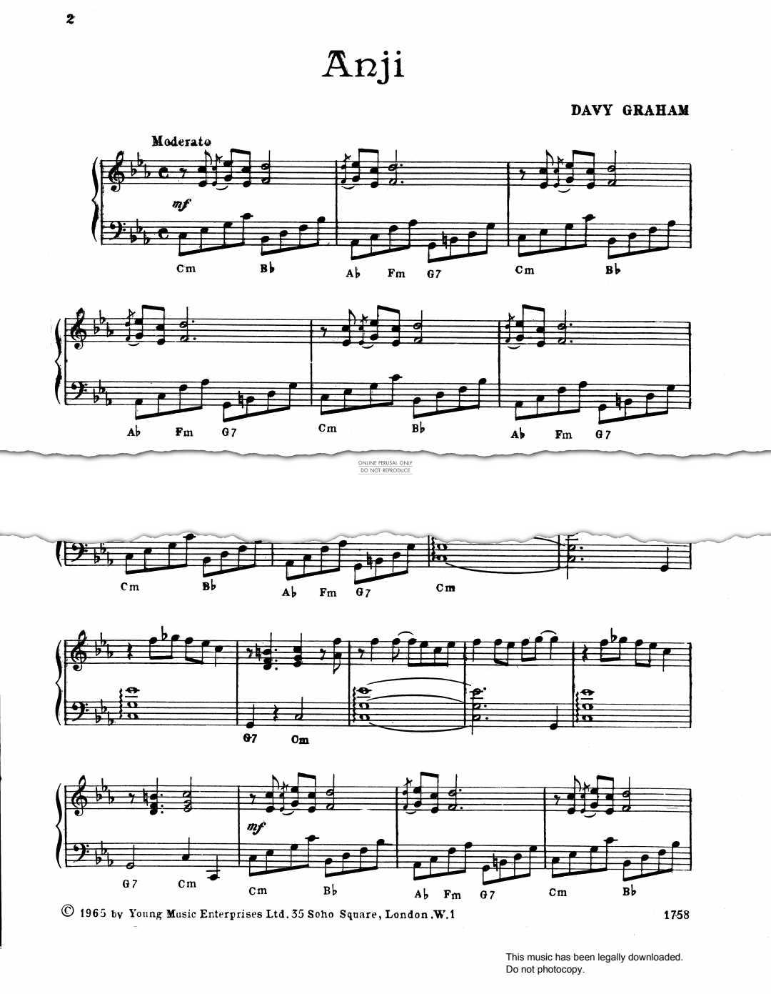 Angi - sheet music by Davey Graham - fbd-29976 | notendownload