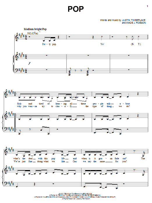 Pop - sheet music by *NSYNC - smd-28613 | notendownload