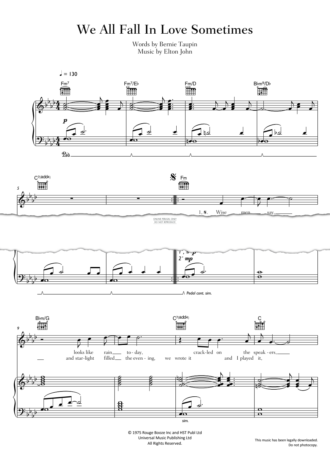 We All Fall In Love Sometimes (Coldplay) | Sheet Music: Guitar, Piano ...