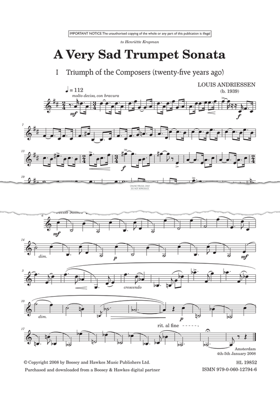 A Very Sad Trumpet Sonata (Louis Andriessen) | Sheet Music: Trumpet ...