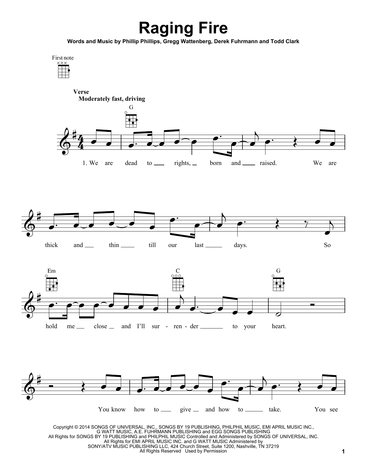 Raging Fire - sheet music by Phillip Phillips - smd-160930 | notendownload