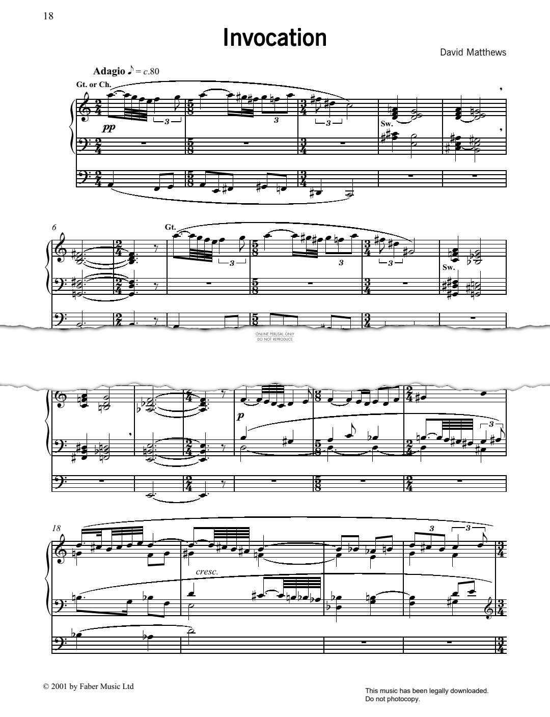 Invocation - sheet music by David Matthews - fbd-43809 | notendownload