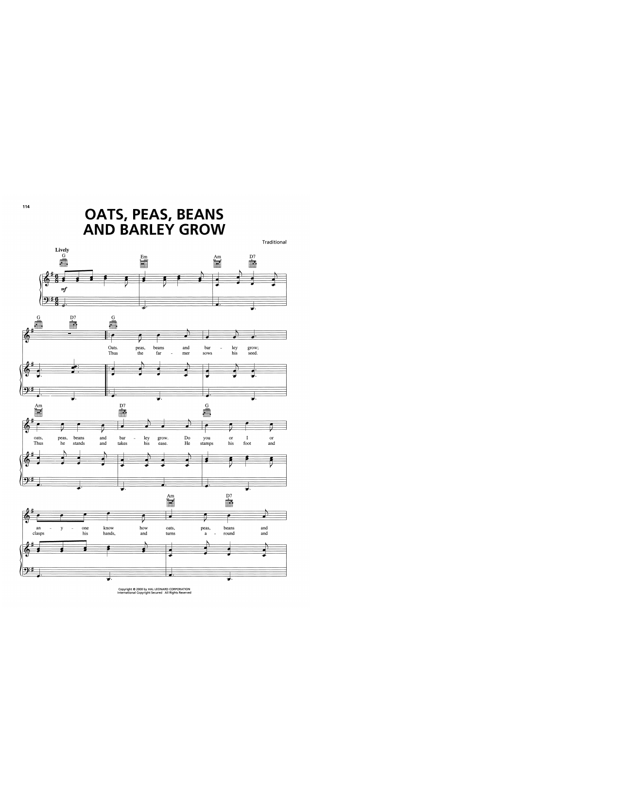 Oats, Peas, Beans And Barley Grow - sheet music by Traditional - smd ...