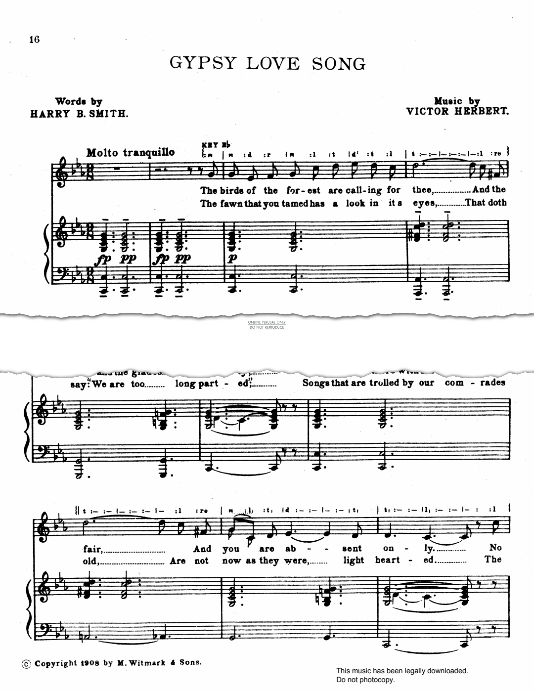 Gypsy Love Song - sheet music by Victor Herbert - fbd-22394 | notendownload