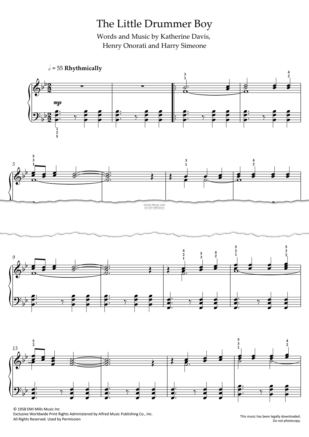 The Little Drummer Boy (Bing Crosby) | Noten: Klavier | PDF Download