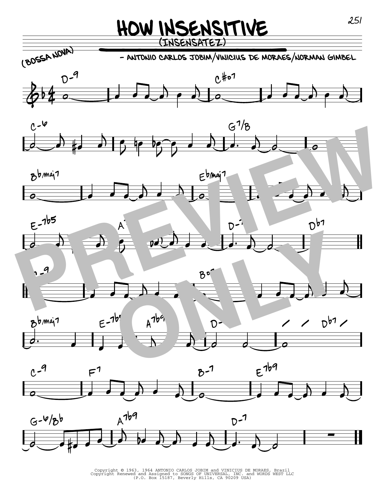 How Insensitive (Insensatez) (Antonio Carlos Jobim) | Sheet Music: Real ...