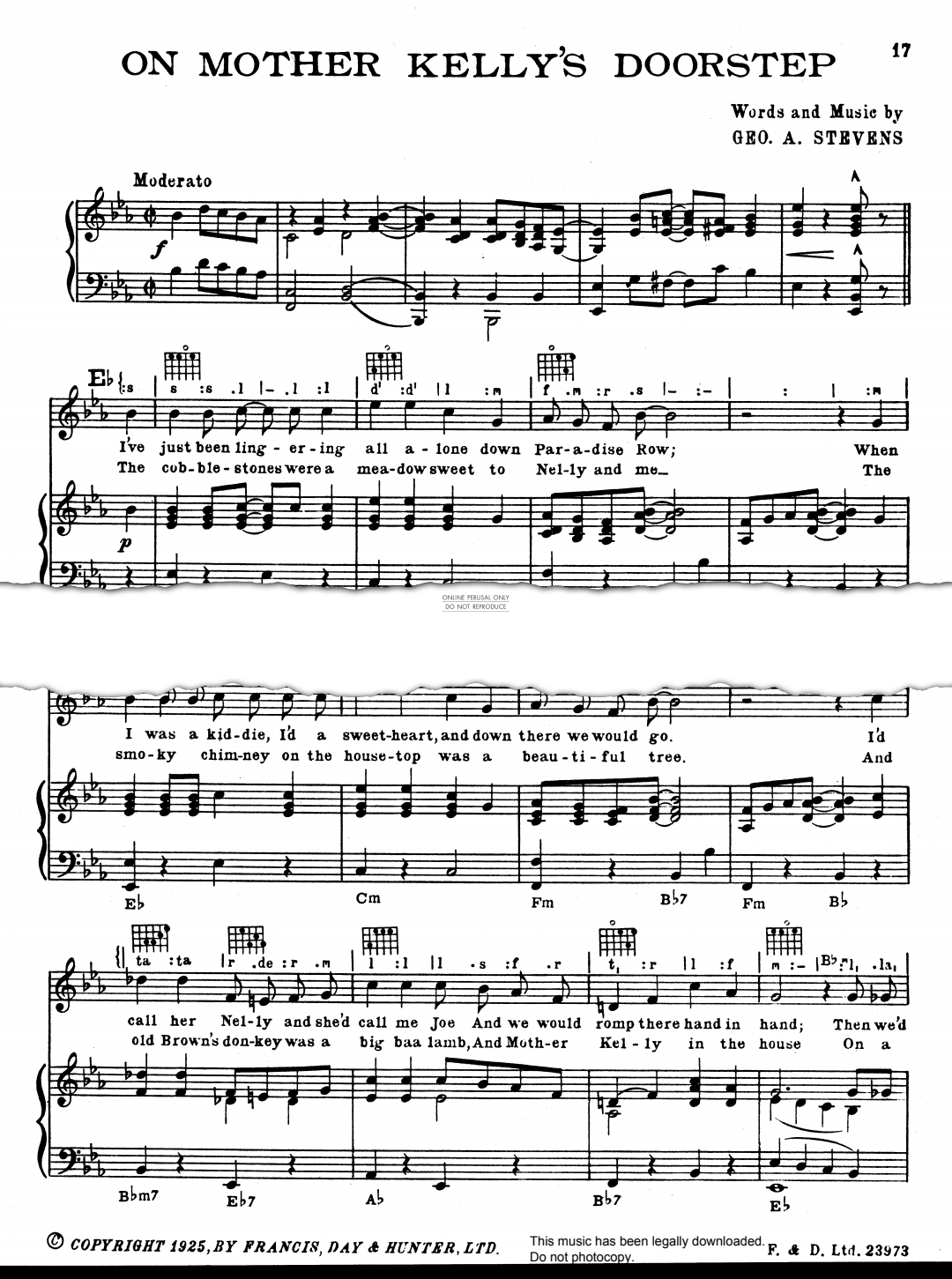 On Mother Kelly's Doorstep (Clinton Ford) | Sheet Music: Guitar, Piano ...