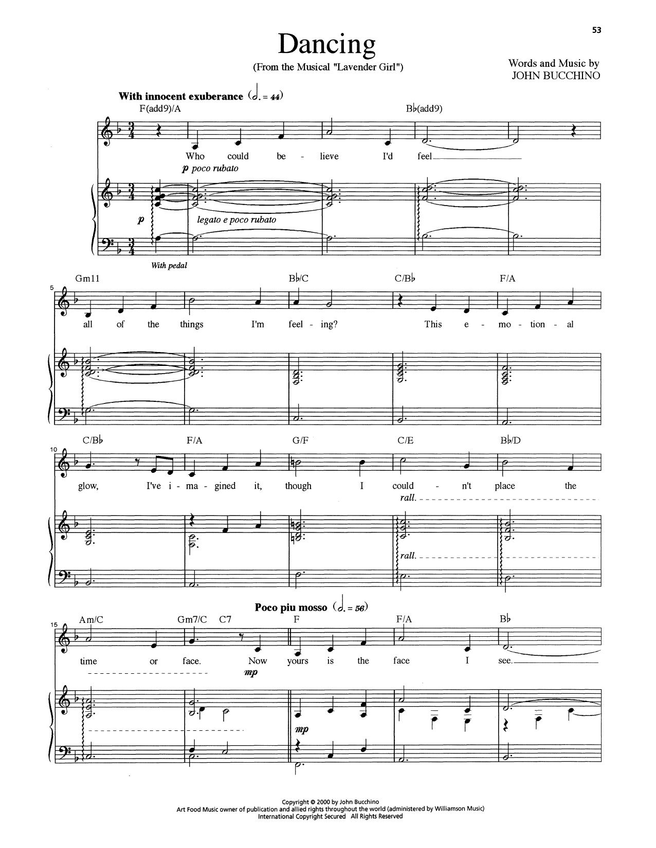 Dancing (John Bucchino) | Sheet Music: Piano & Vocal | PDF Download