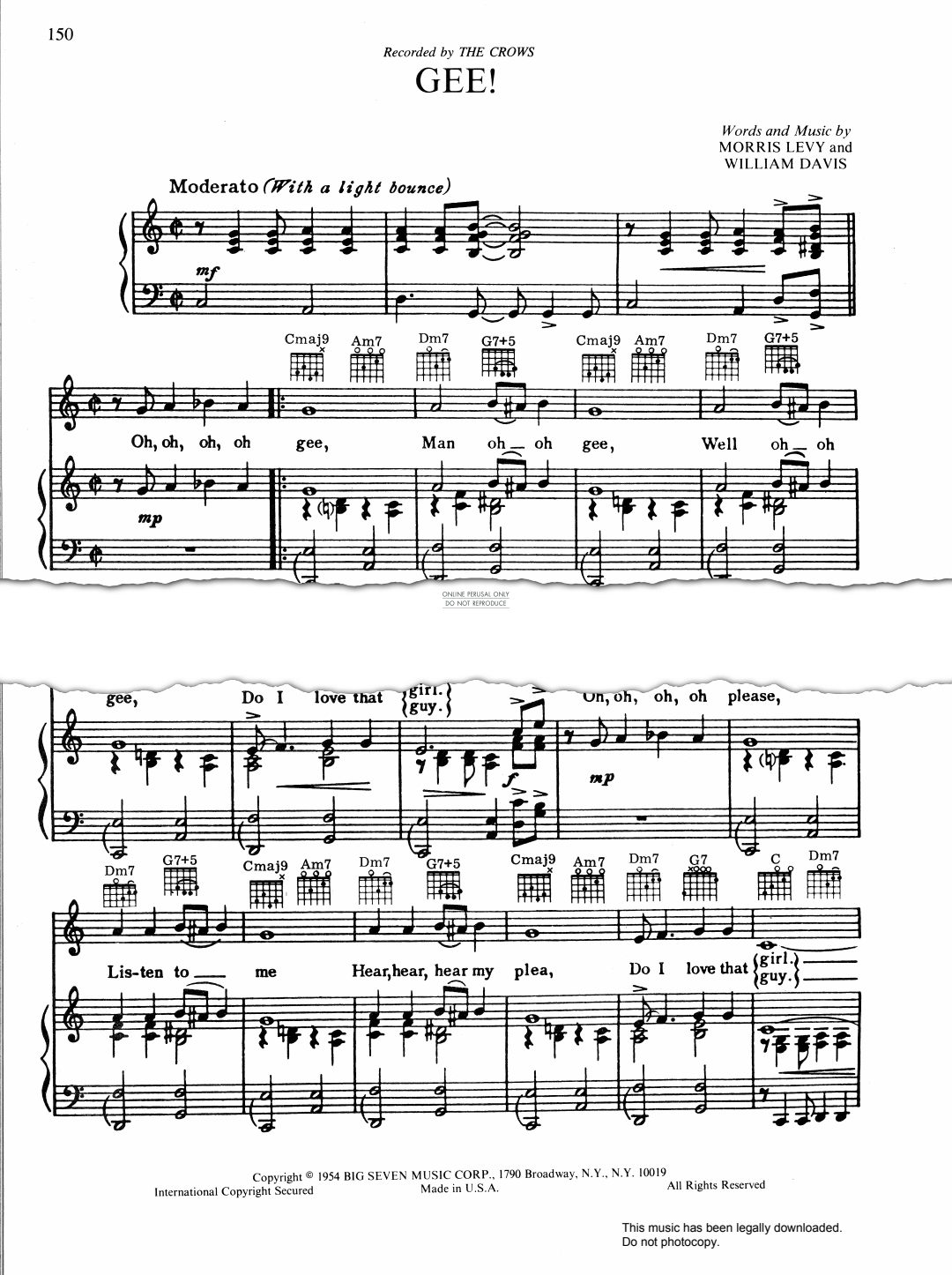 Gee! - sheet music by The Crows - fbd-37610 | notendownload