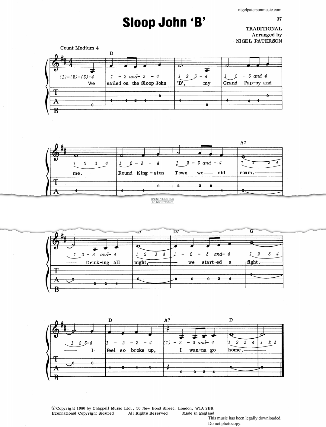 Sloop John B - Noten von - fbd-10599 | notendownload