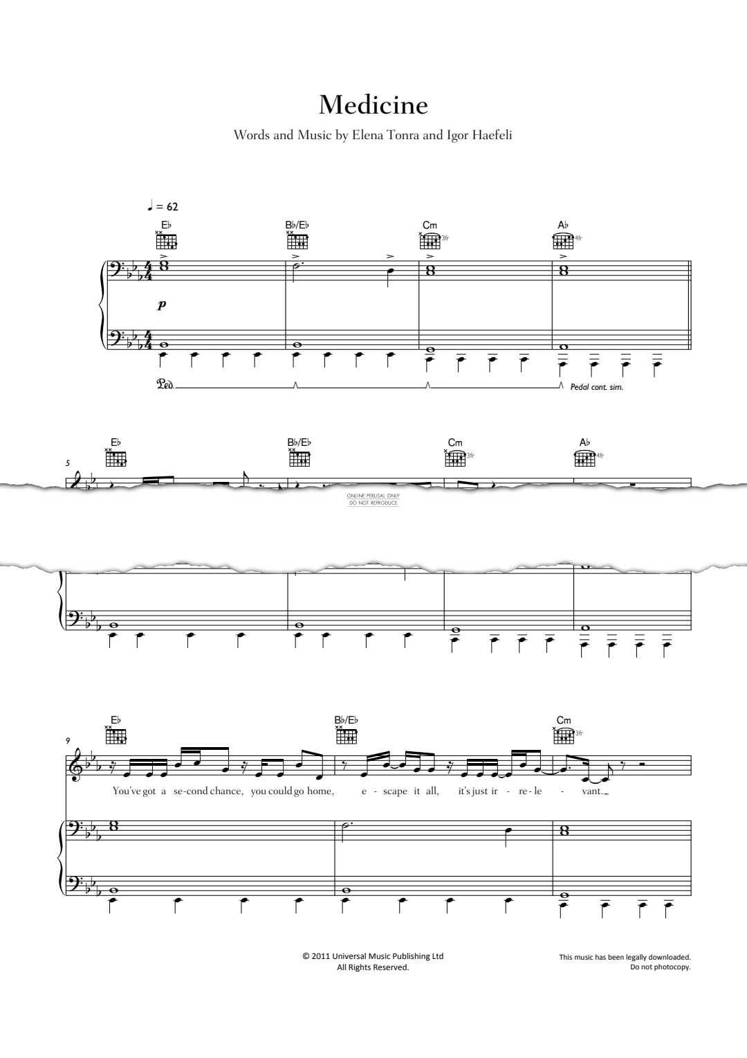 Medicine (Daughter) | Sheet Music: Guitar, Piano, Voice | PDF Download