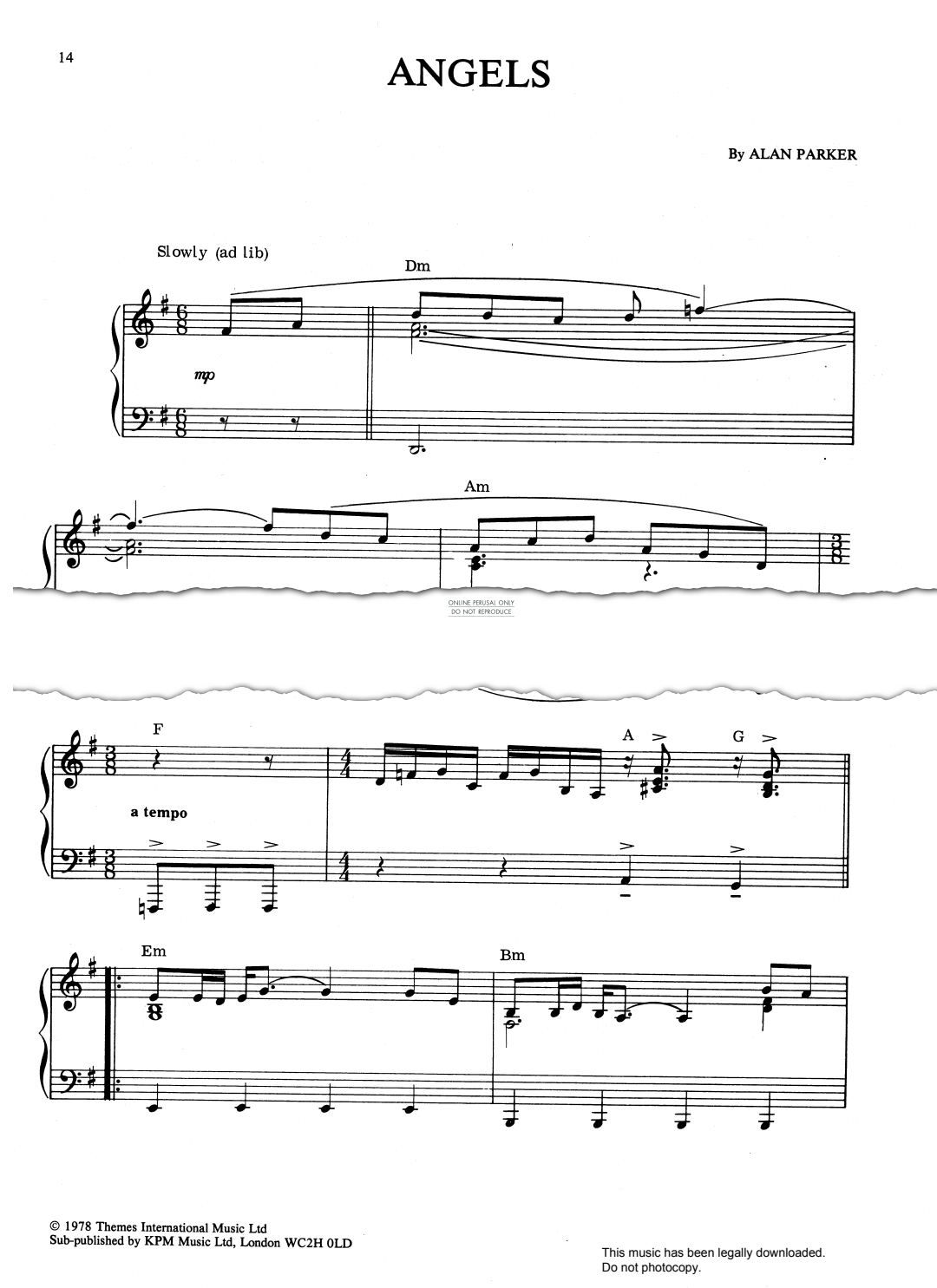 Angels - sheet music by Alan Parker - fbd-24912 | notendownload