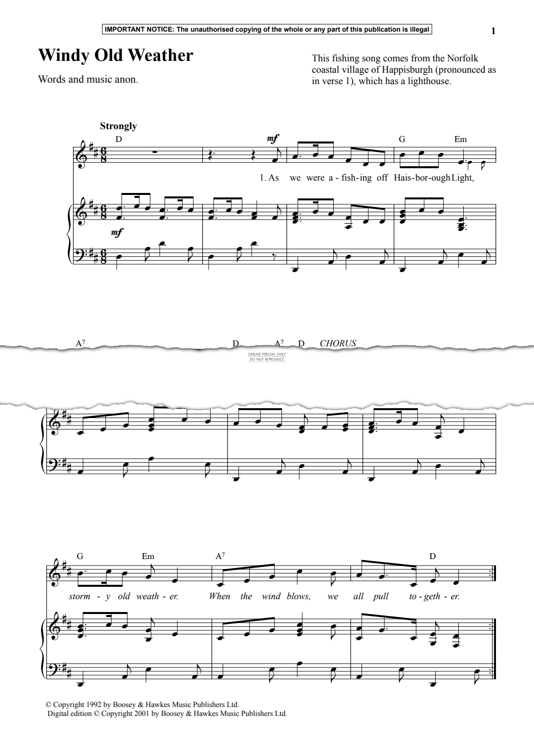 Windy Old Weather - sheet music by Anon - fbd-9110 | notendownload