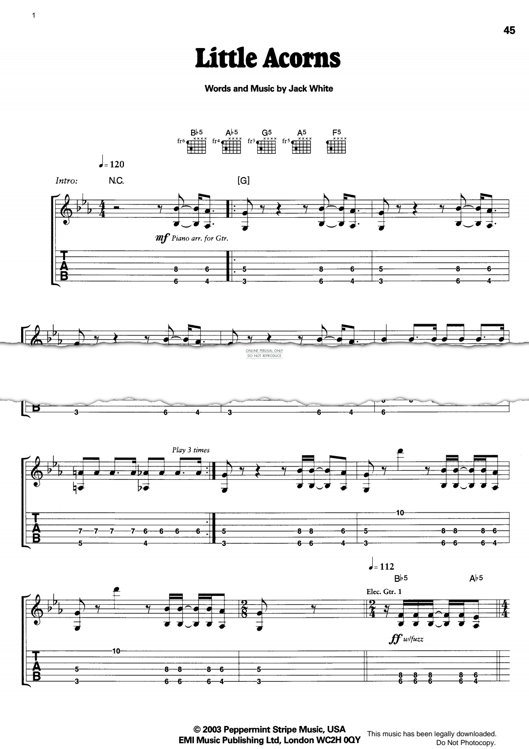 Little Acorns - sheet music by The White Stripes - fbd-1399 | notendownload