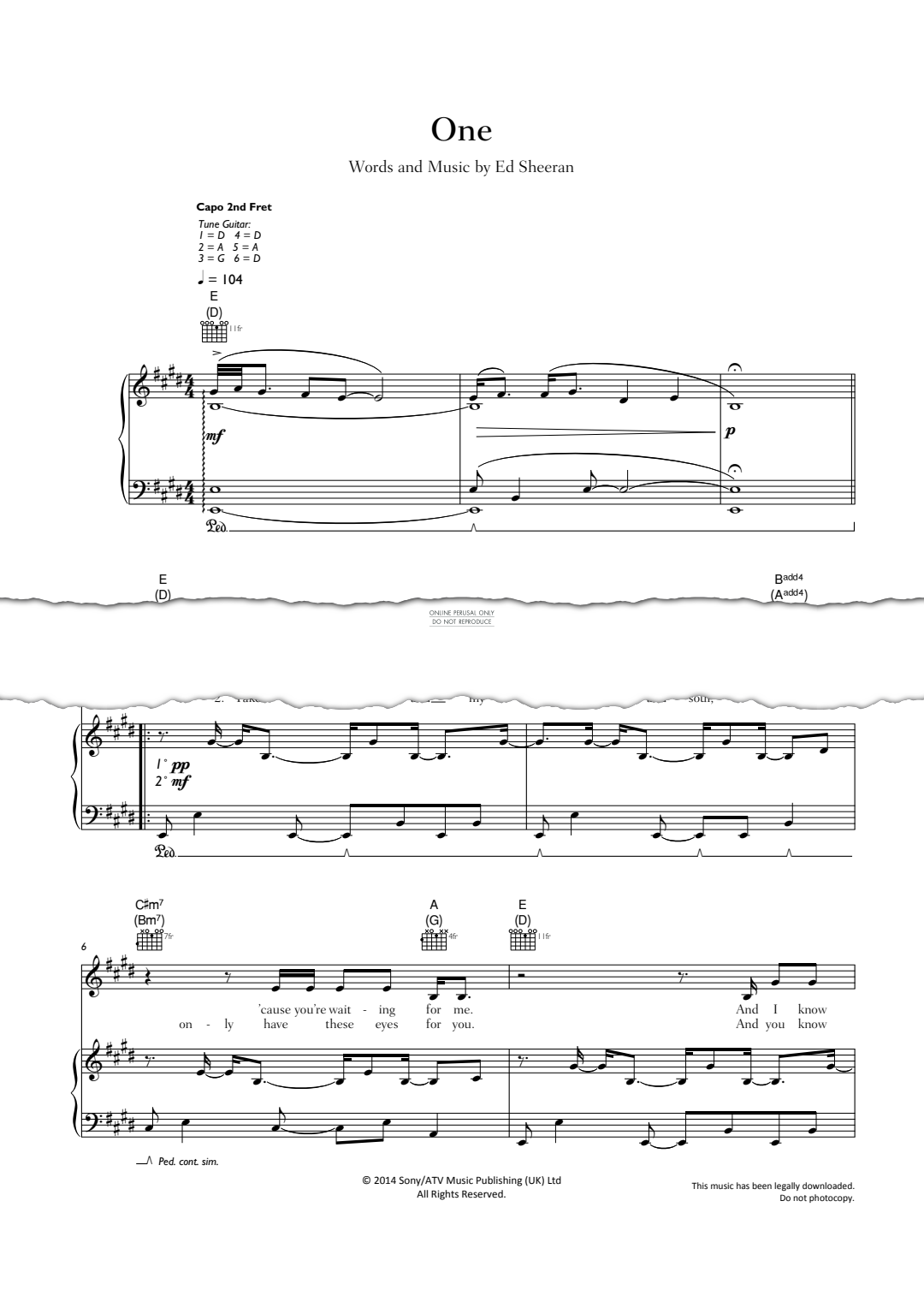 One Sheet Music By Ed Sheeran Fbd 22891 Notendownload