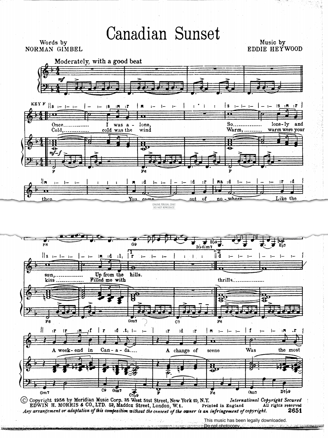 Canadian Sunset - Noten von Andy Williams - fbd-35176 | notendownload