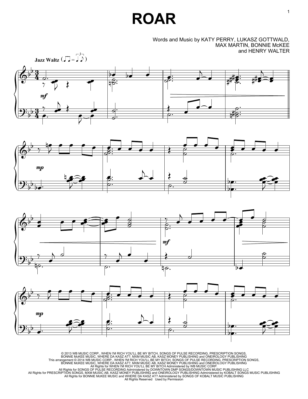 Roar - sheet music by Katy Perry - smd-156968 | notendownload