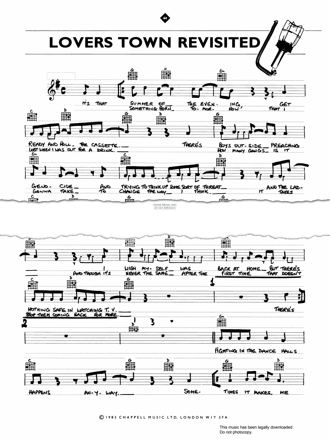 Lovers Town Revisited (Billy Bragg) | Sheet Music: Guitar, Voice | PDF ...