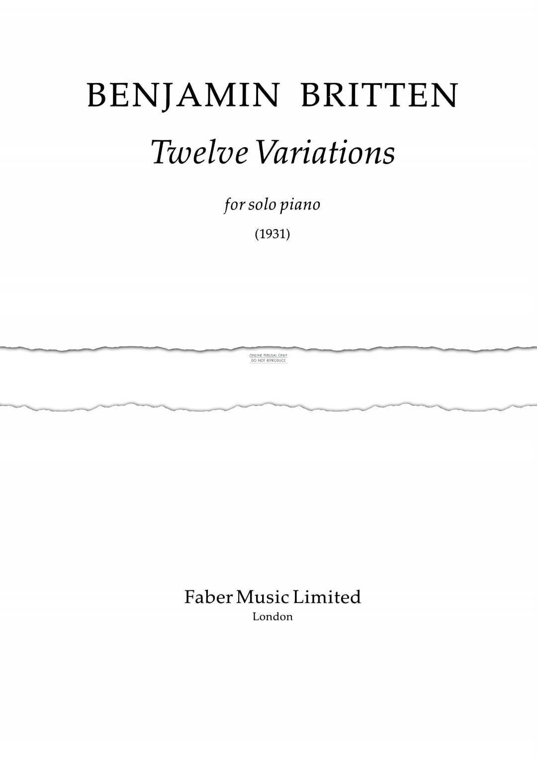 Twelve Variations (Benjamin Britten) | Sheet Music: Piano | PDF Download