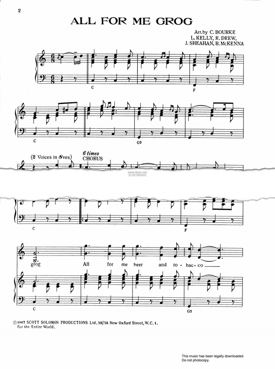 All For Me Grog - Noten von Dubliners - fbd-27484 | notendownload