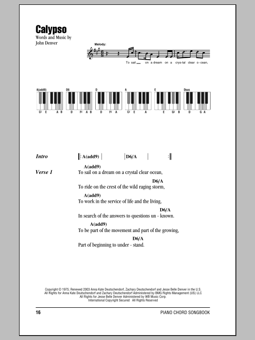 Calypso - Online Noten von John Denver - smd-89418 | notendownload