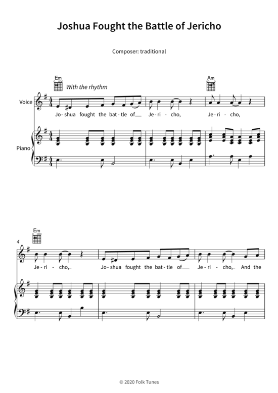 Joshua Fought the Battle of Jericho - sheet music by traditional ...