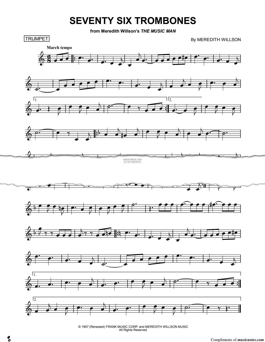 Seventy Six Trombones (Meredith Willson) | Noten: Trompete | PDF Download
