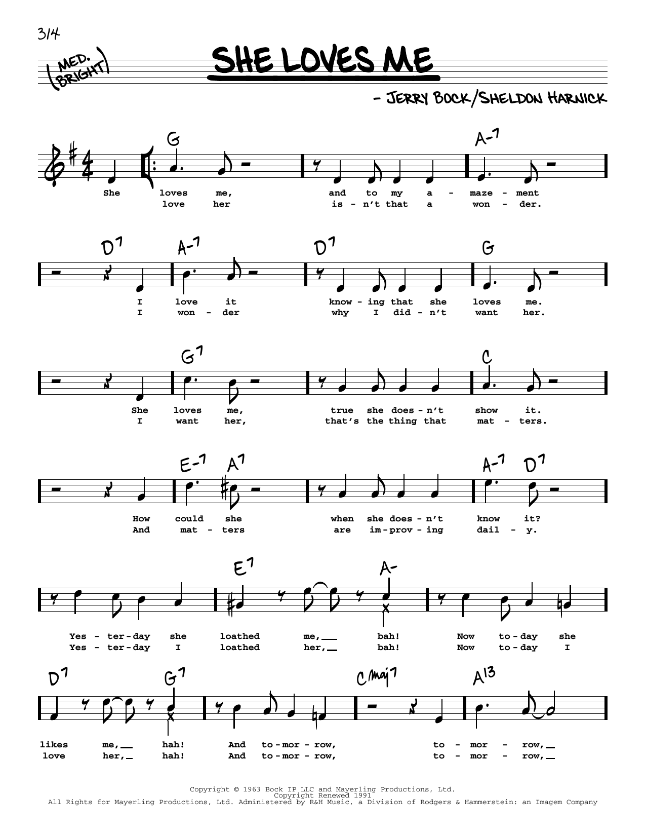 She Loves Me (High Voice) - sheet music by - smd-470913 | notendownload
