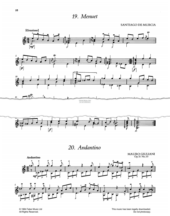 Menuet (Santiago de Murcia) | Sheet Music: Guitar | PDF Download