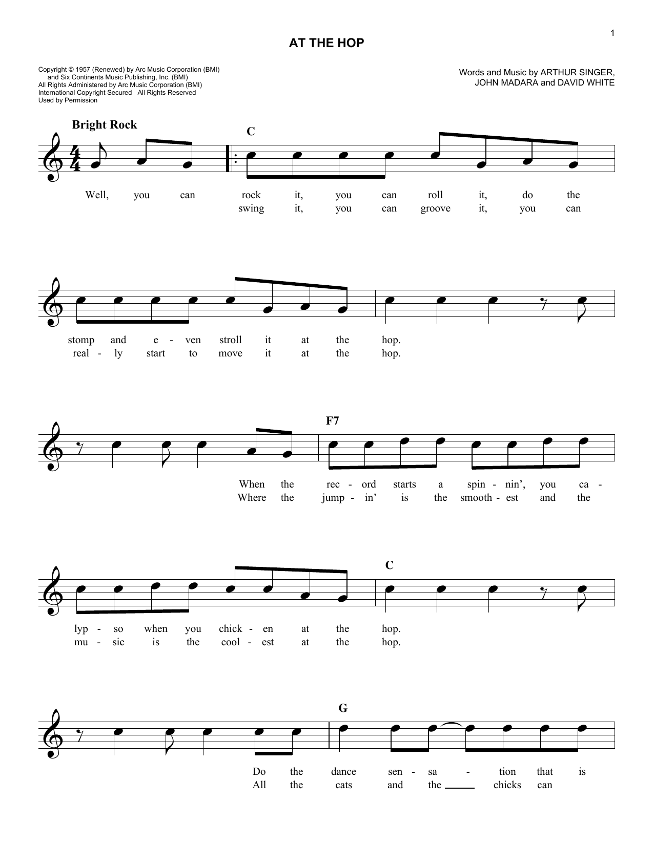 At The Hop - sheet music by Danny & The Juniors - smd-188756 ...