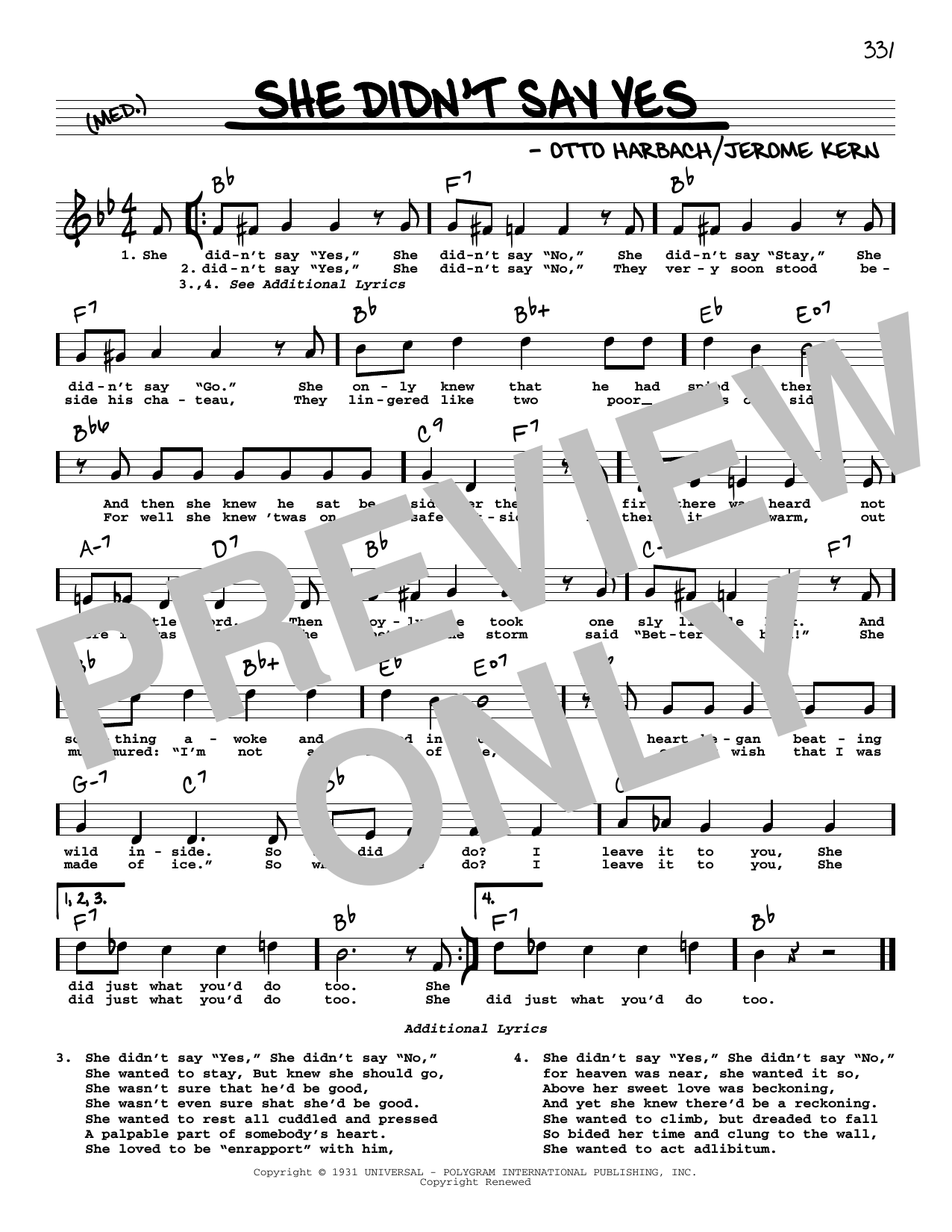 She Didn't Say Yes (High Voice) - sheet music by - smd-471633 ...