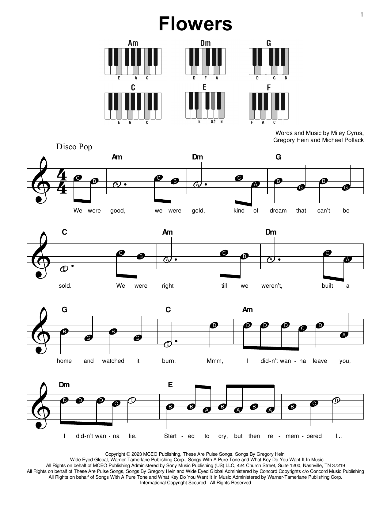 Flowers - Online Noten von Miley Cyrus - smd-1541197 | notendownload