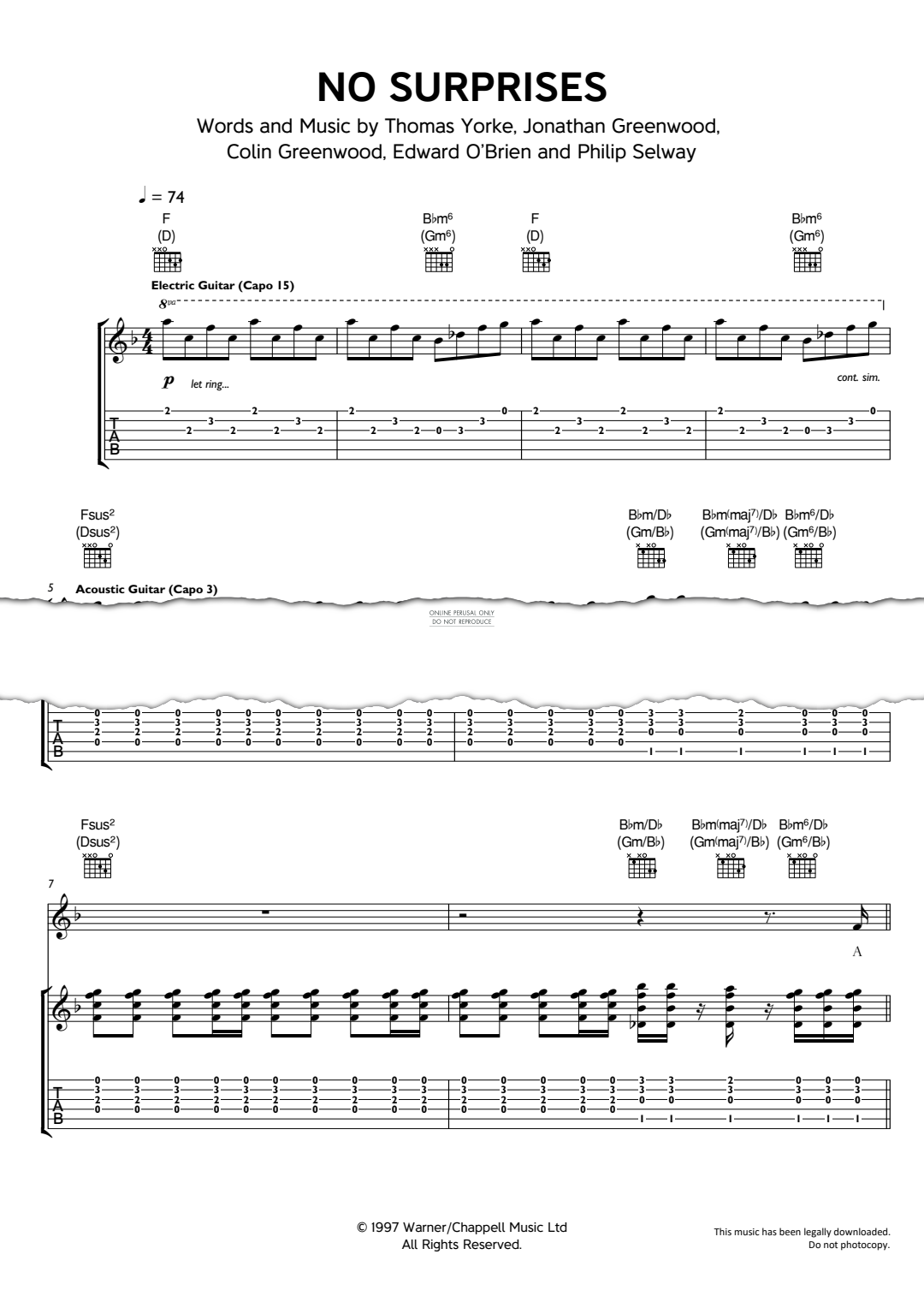 No Surprises - sheet music by Radiohead - fbd-32611 | notendownload