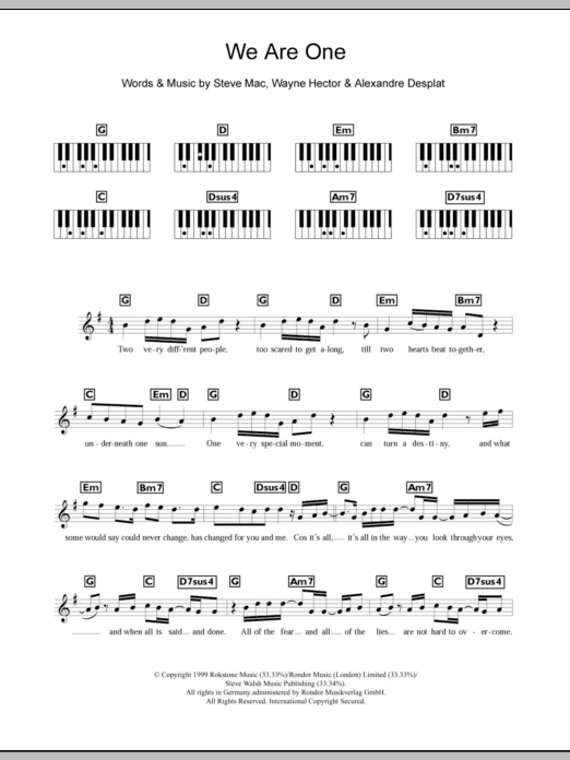 We Are One - sheet music by Westlife - smd-108672 | notendownload
