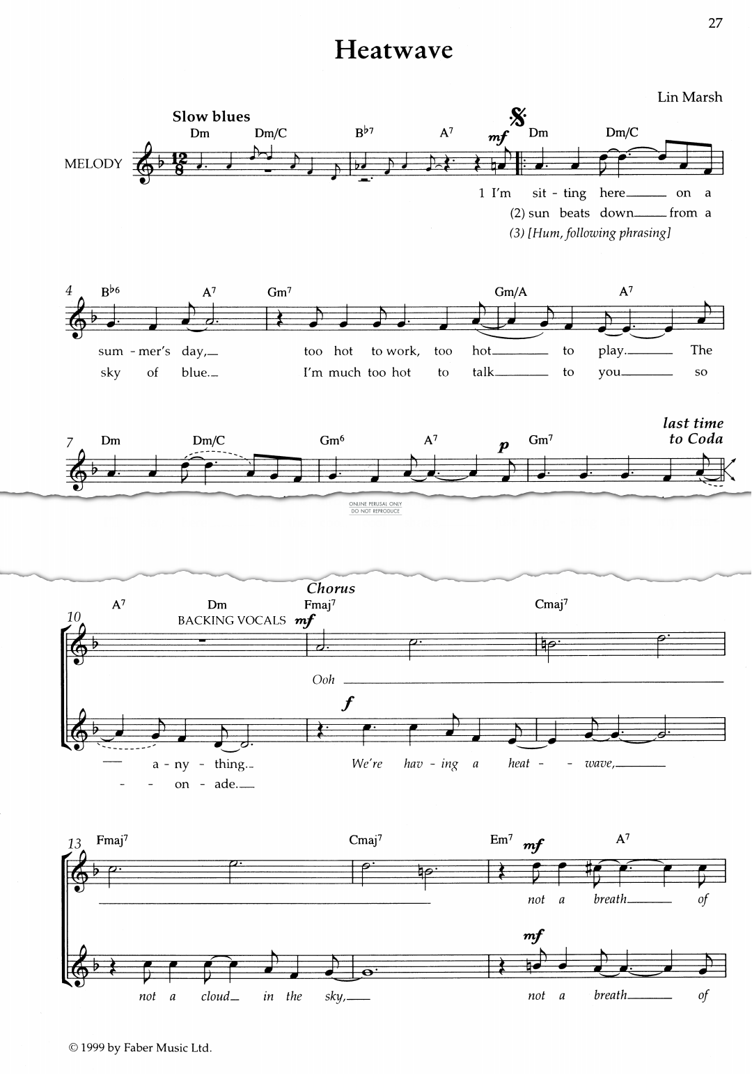 Heatwave (Lin Marsh) | Sheet Music: Guitar, Piano, Voice | PDF Download
