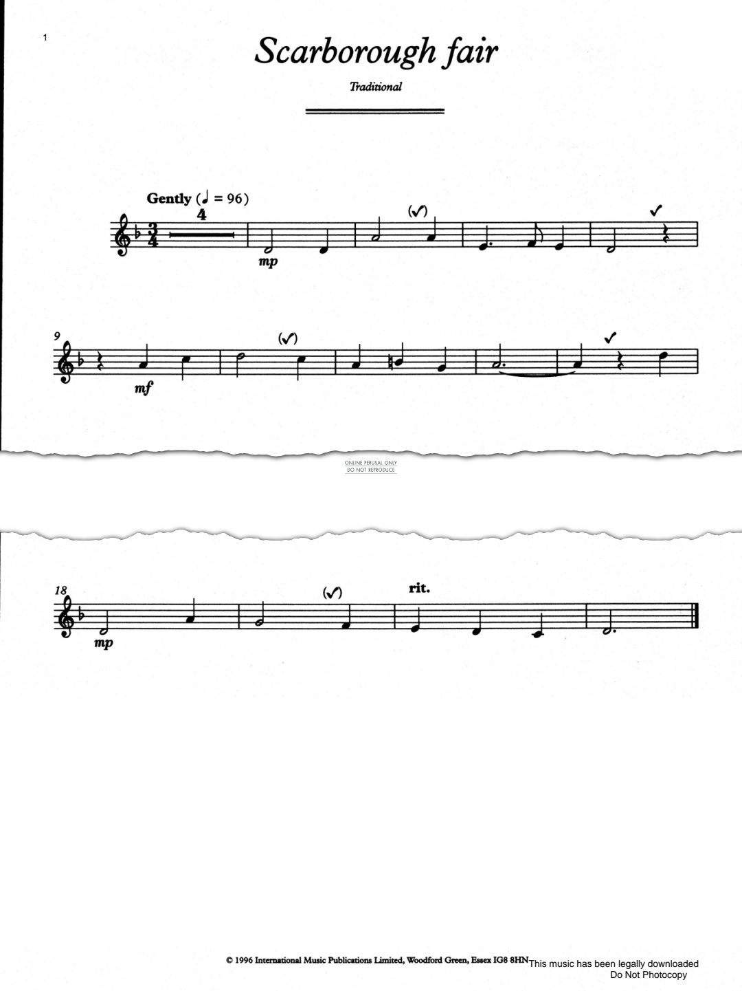 Scarborough Fair Traditional Sheet Music Trumpet PDF Download Scarborough Fair Traditional Sheet Music Trumpet PDF Download