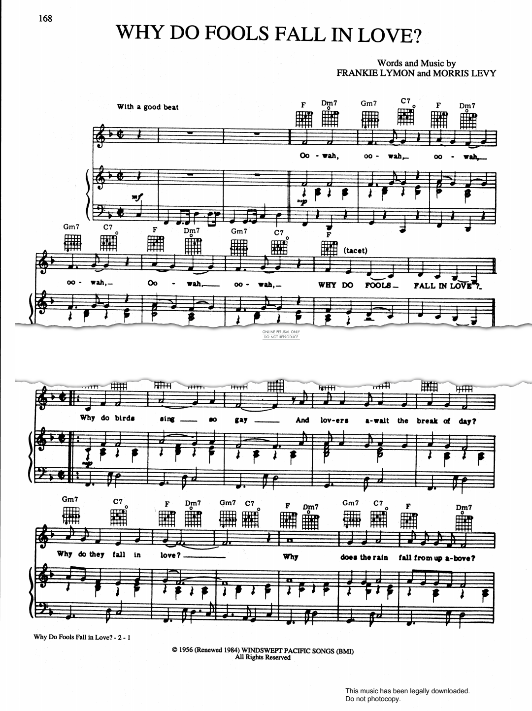 Why Do Fools Fall In Love (Frankie Lymon & The Teenagers) | Sheet Music: Guitar, Piano, Voice ...