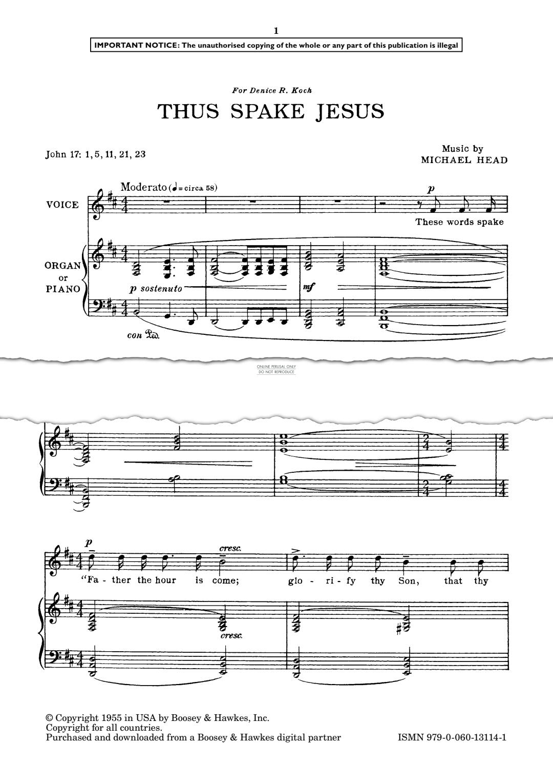 Thus Spake Jesus - sheet music by Michael Head - fbd-27836 | notendownload